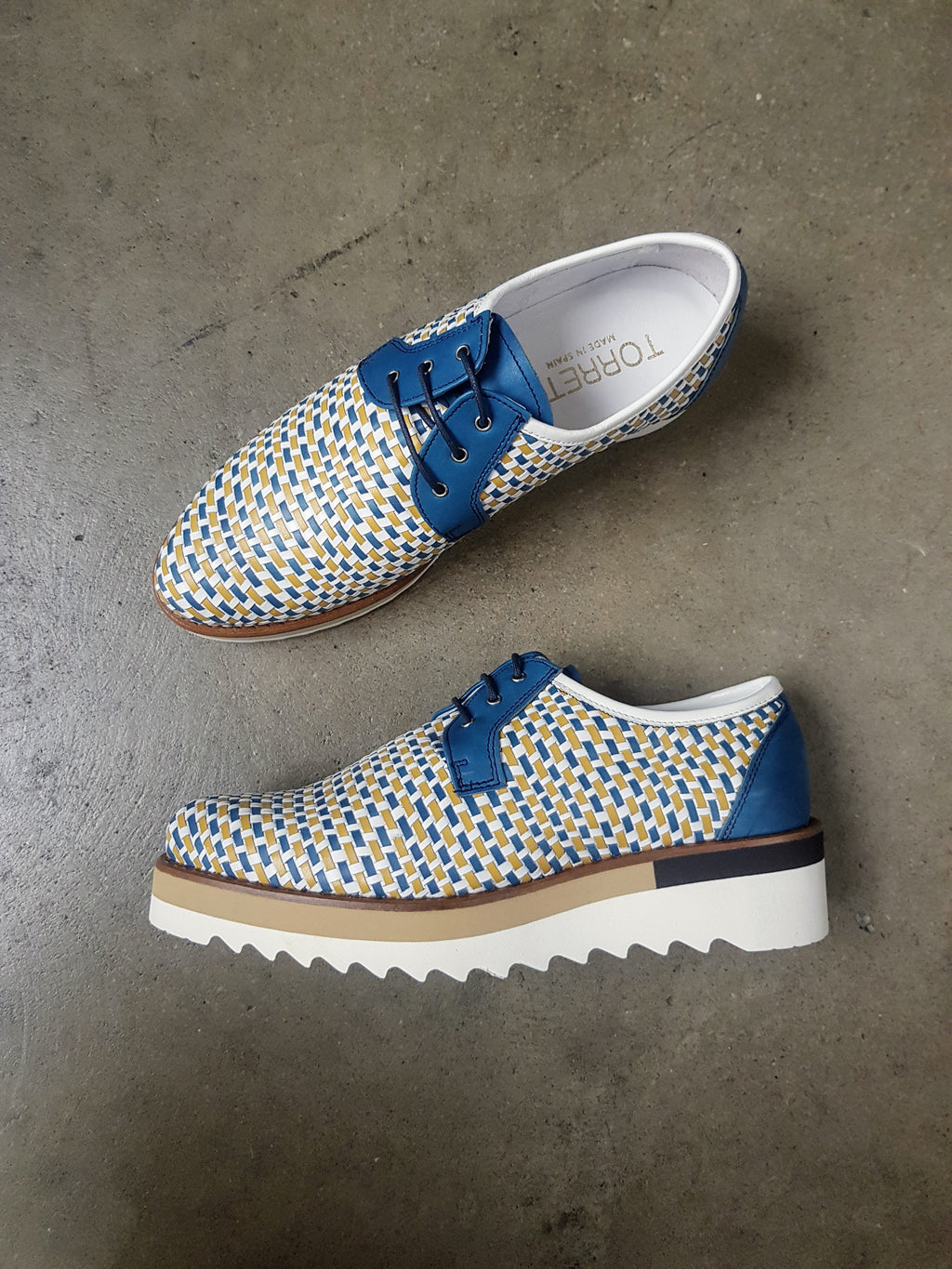 Torretti 8497 Blue Yellow White Woven Platform – byhunterminx